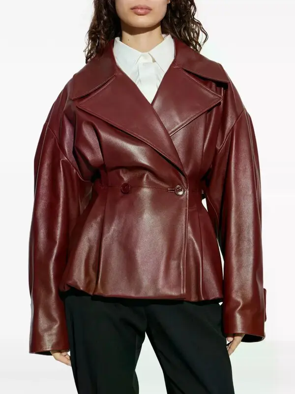 Balenciaga Folded Long-sleeve Leather Jacket