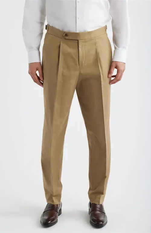 BOSS Perino Pleat Stretch Cotton Pants - Beige/khaki