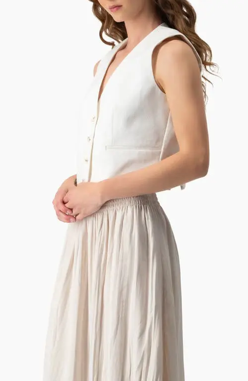 IVONNE Short Vest With Simulated Pockets - Ivory
