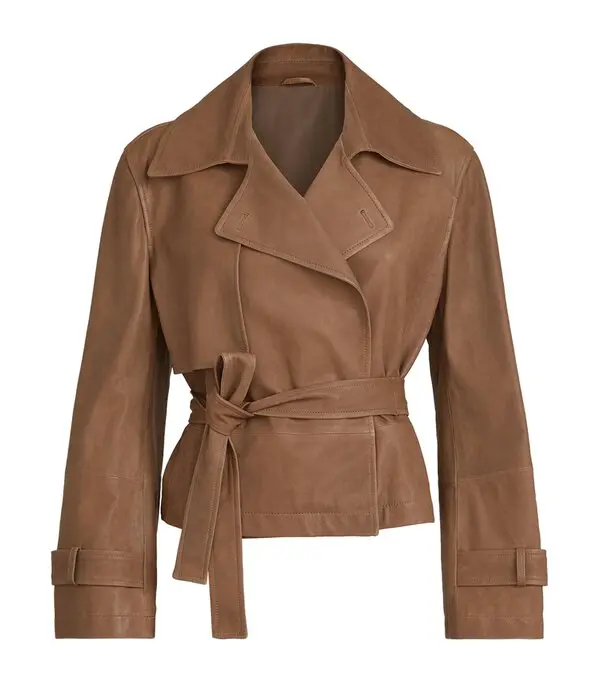 Brunello Cucinelli Nappa Leather Cropped Trench Coat