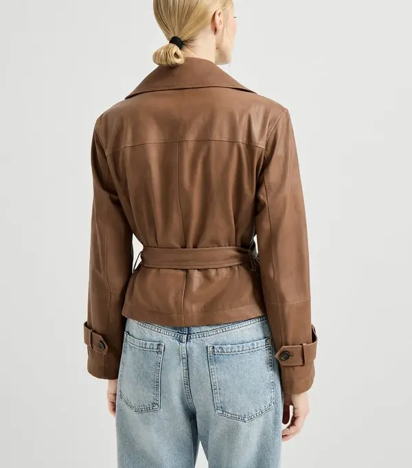 Brunello Cucinelli Nappa Leather Cropped Trench Coat