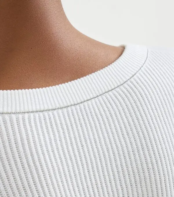 Brunello Cucinelli Cotton Monili-detail Crew Neck Sweater