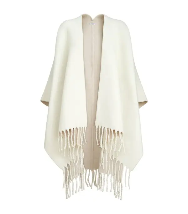 Brunello Cucinelli Wool-cashmere Reversible Poncho - White