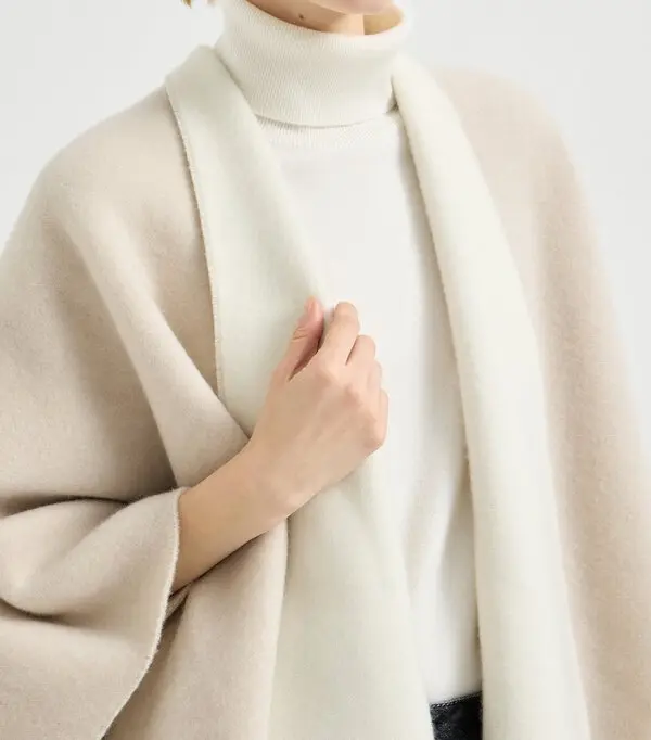 Brunello Cucinelli Wool-cashmere Reversible Poncho - White