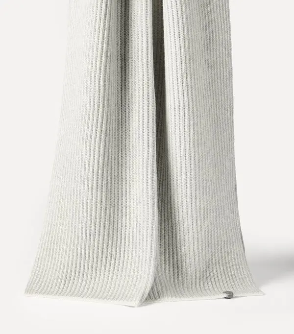 Brunello Cucinelli Cashmere Ribbed Monili-detail Scarf - White