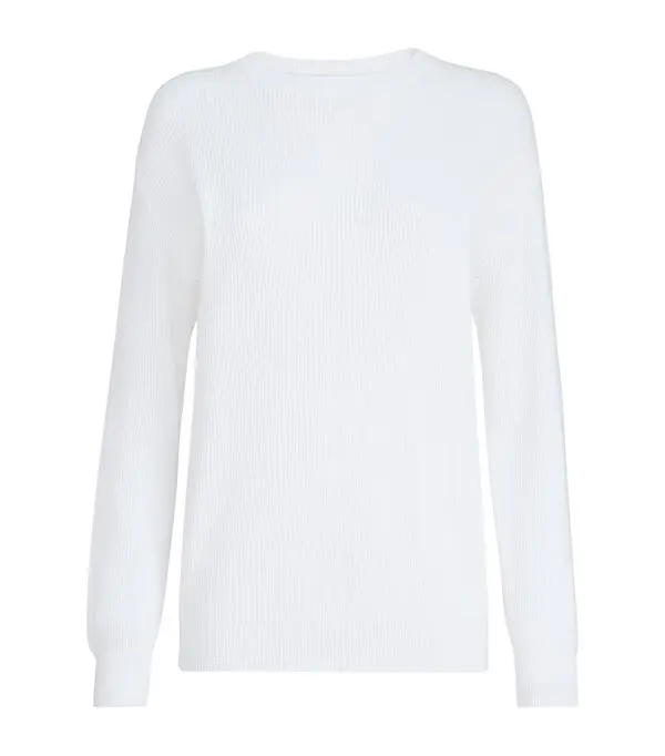Brunello Cucinelli Cotton Sweater With Monili Detail - White
