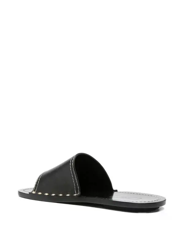 TOTEME Studded Contrast-stitch Leather Slides