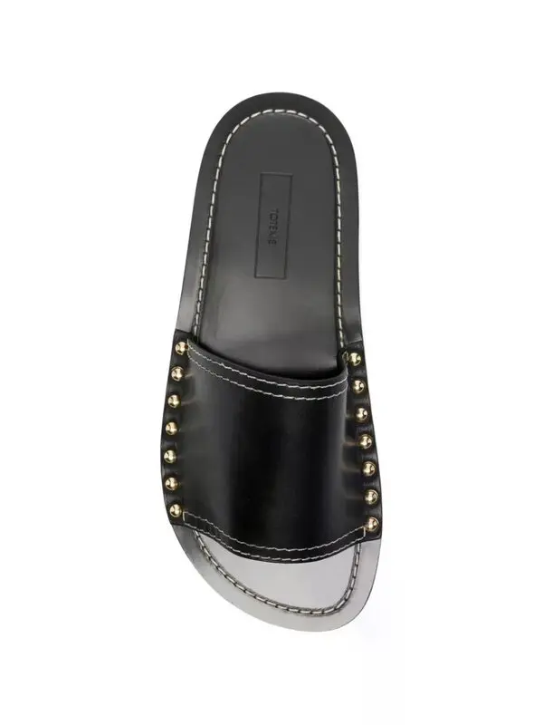 TOTEME Studded Contrast-stitch Leather Slides
