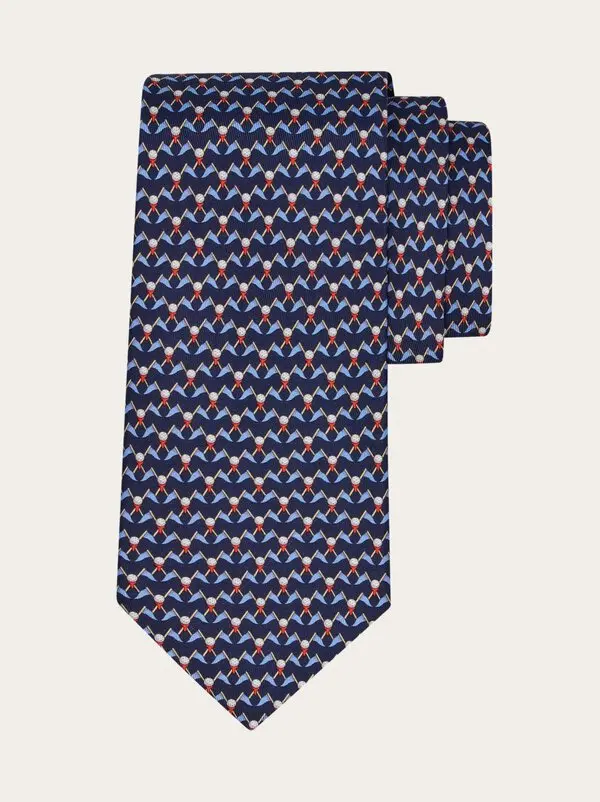 FERRAGAMO Printed Silk Tie - Blue
