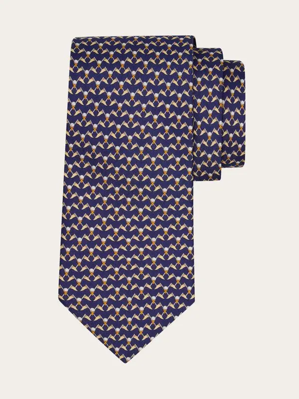 FERRAGAMO Printed Silk Tie - Blue