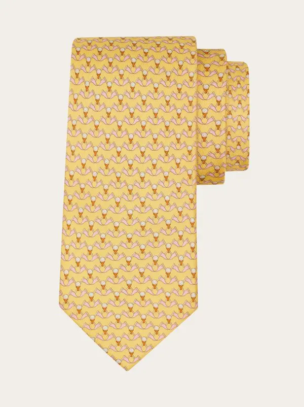 FERRAGAMO Printed Silk Tie - Yellow