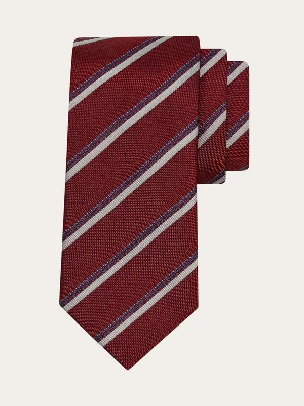 FERRAGAMO Regimental Jacquard Silk Neck Tie - Red