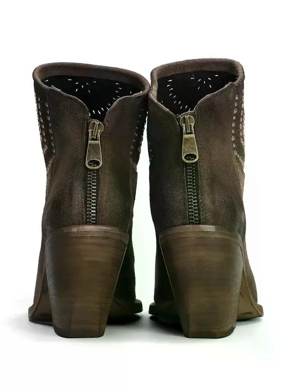 METISSE Suede Ankle Boots With Crystal Embellishments