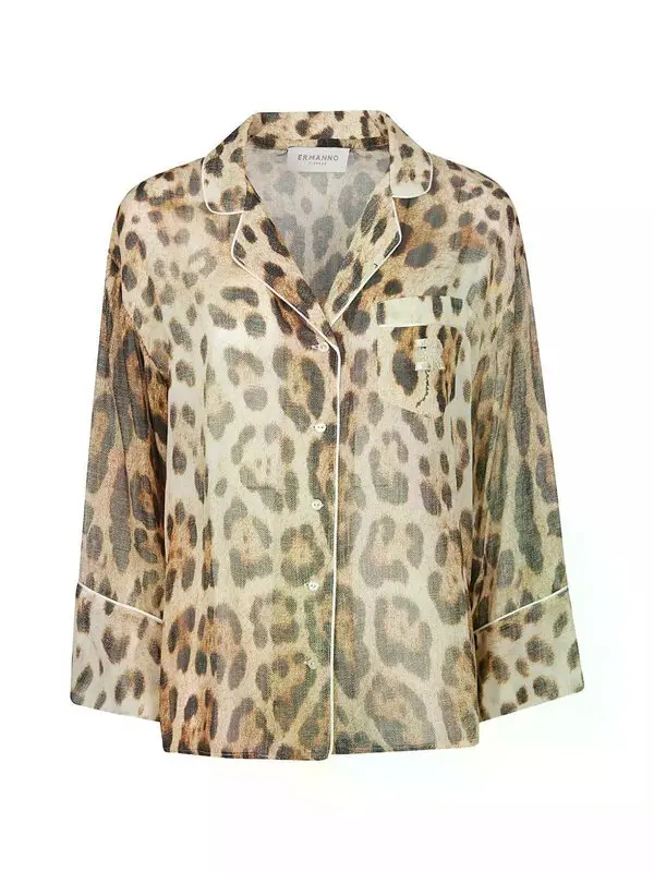 ERMANNO FIRENZE Leopard-print Piped Blouse - Neutrals