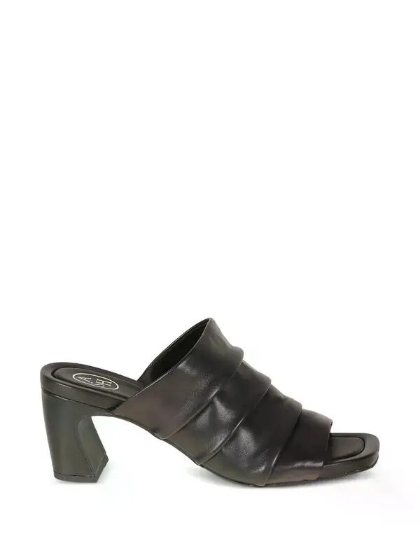 Ash Eva Ruched Leather Block Heel Sandals