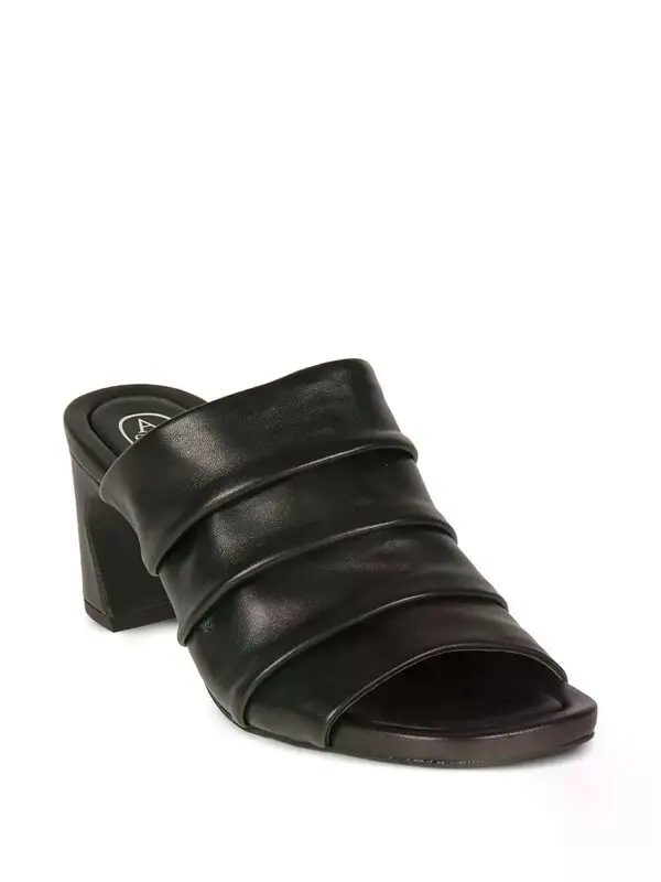 Ash Eva Ruched Leather Block Heel Sandals