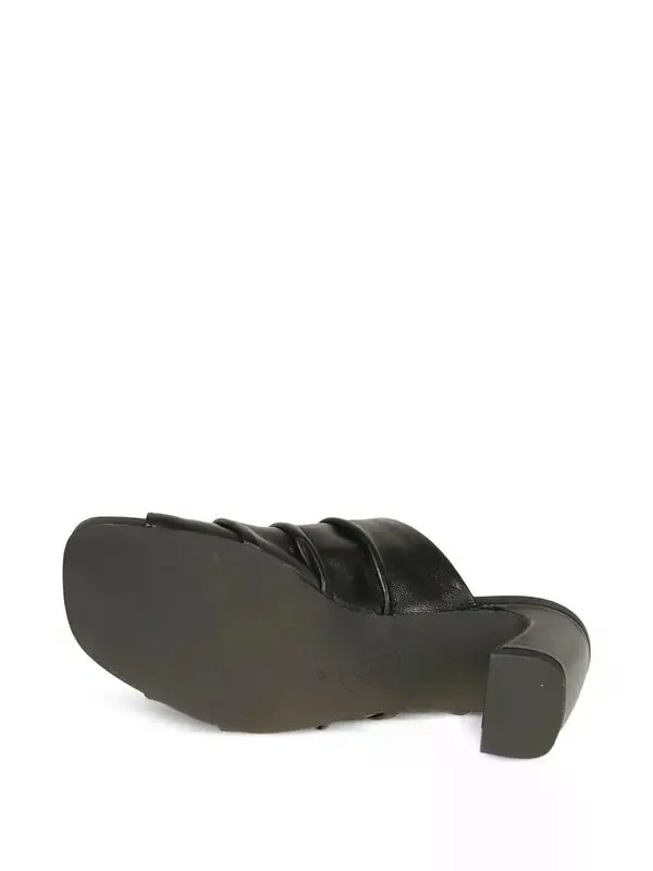 Ash Eva Ruched Leather Block Heel Sandals
