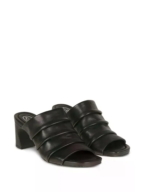 Ash Eva Ruched Leather Block Heel Sandals