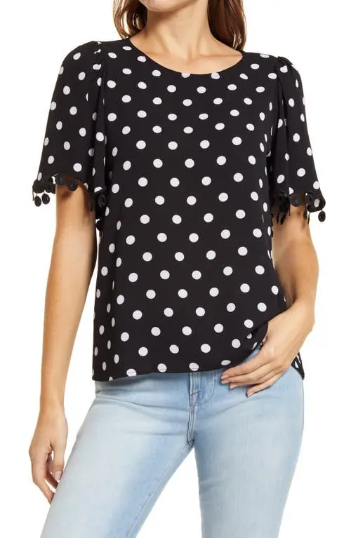 CECE DUPRAZ Dappled Dot Blouse - Rich Black