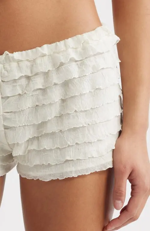 BELLA VENICE Tiered Ruffle Shorts - Off White