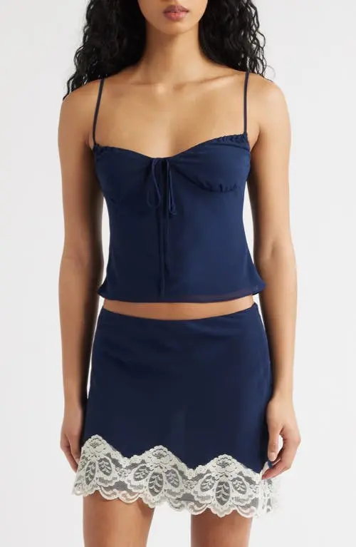 BELLA VENICE Josephine Sweetheart Neck Chiffon Crop Camisole - Navy