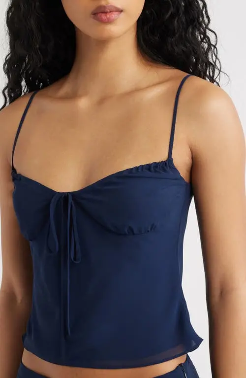BELLA VENICE Josephine Sweetheart Neck Chiffon Crop Camisole - Navy
