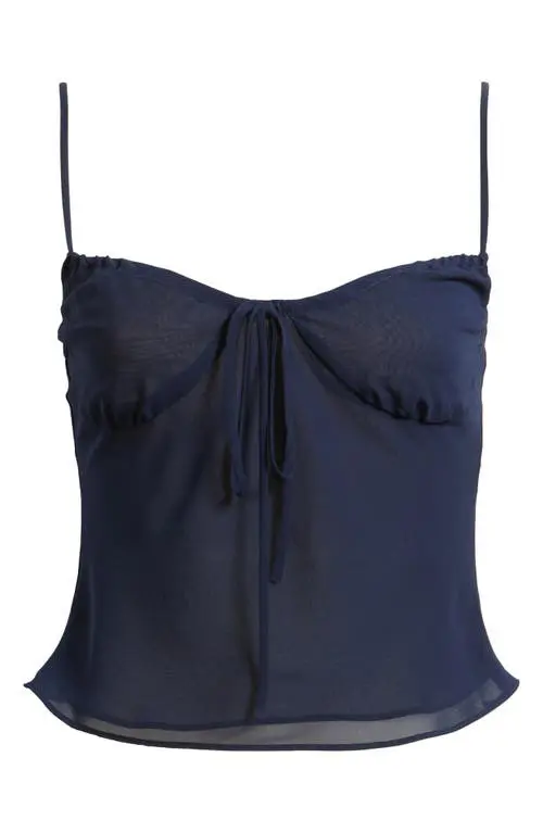 BELLA VENICE Josephine Sweetheart Neck Chiffon Crop Camisole - Navy