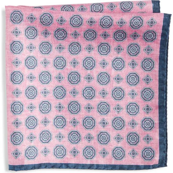 Nordstrom Medallion Reversible Silk Pocket Square - Pink