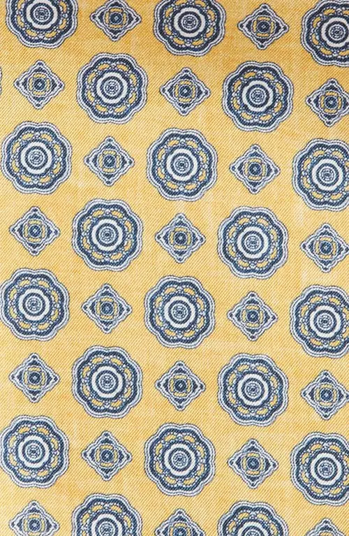 Nordstrom Medallion Reversible Silk Pocket Square - Yellow