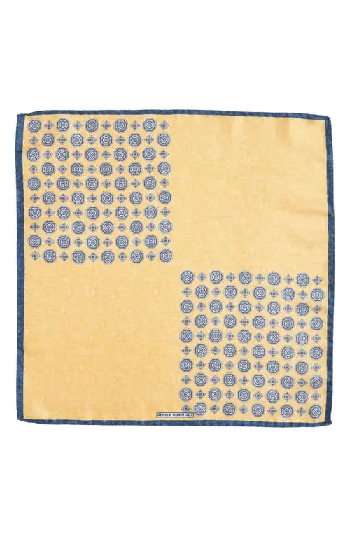 Nordstrom Medallion Reversible Silk Pocket Square - Yellow