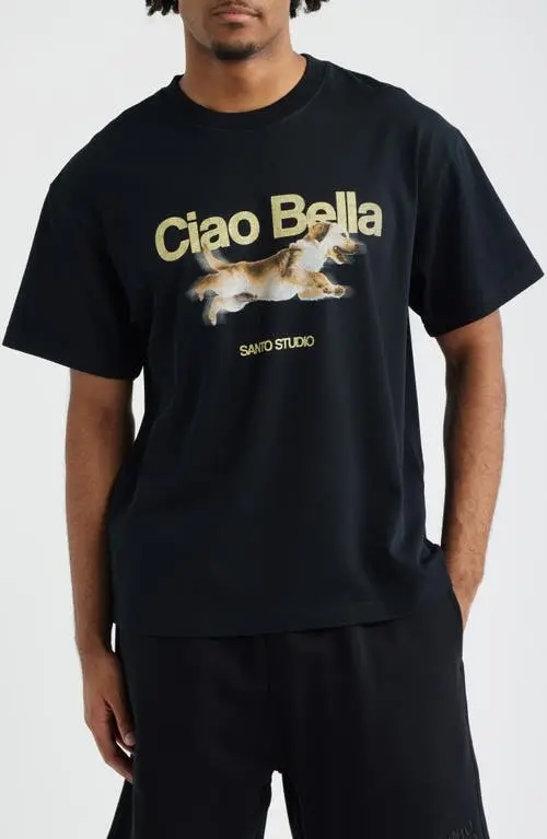 SANTO STUDIO Ciao Bella Graphic Cotton T-shirt - Black