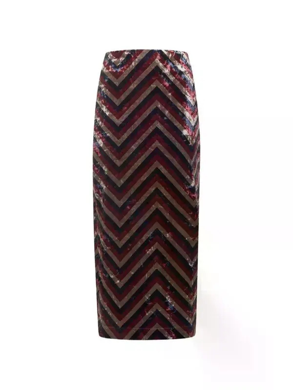 PIERRE-LOUIS MASCIA Chevron-motif Maxi Skirt - Red