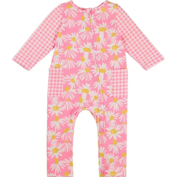 UV SKINZ Long Sleeve Romper - Light Pink Daisy