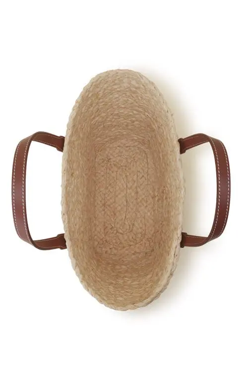 LANVIN Small Catch Basket Bag In Woven Straw And Leather - Beige