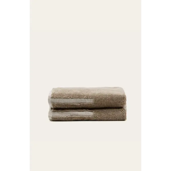 ITALIC Sorrel 2-piece Washcloth Set - Tan & Ecru
