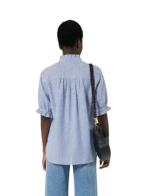 Gerard Darel Cezia Ruffled-sleeve Linen Blouse