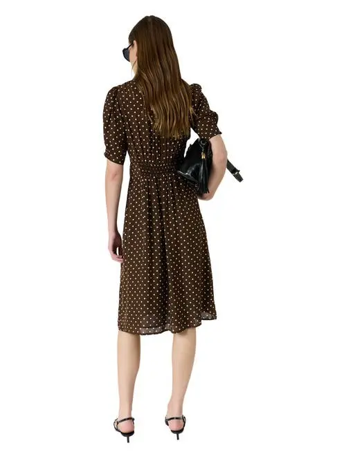 Gerard Darel Rohya V-neck Polka Dot Midi Dress