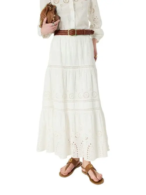 Gerard Darel Jaly Embroidered Tiered Maxi Skirt