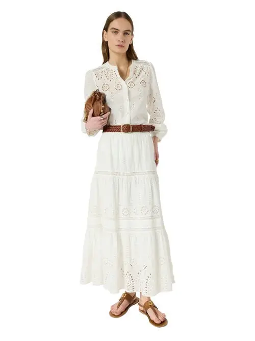 Gerard Darel Jaly Embroidered Tiered Maxi Skirt