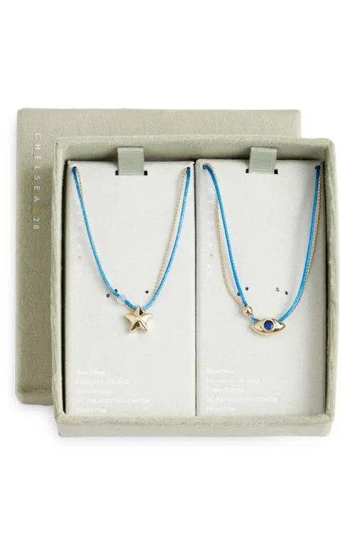 Chelsea28 Set Of 2 Demi Fine Mommy & Me Evil Eye Cord Pendant Necklaces - Blue Multi- Gold