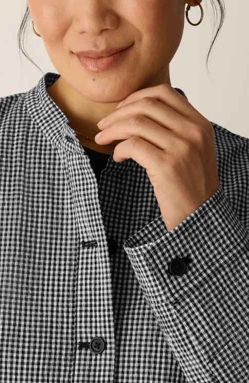 Eileen Fisher Check Print Woven Shirt Jacket