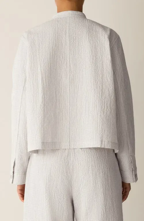 Eileen Fisher Check Print Woven Shirt Jacket - Chalk
