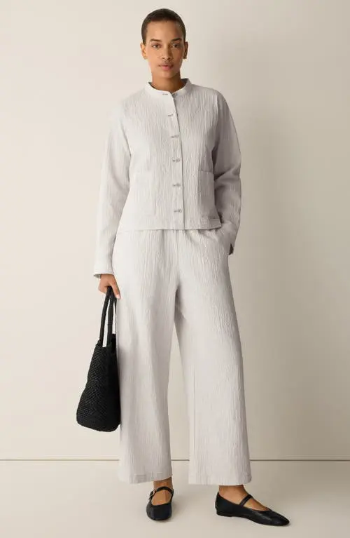 Eileen Fisher Check Print Woven Shirt Jacket - Chalk