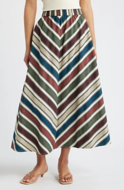 Topshop Stripe Cotton Skirt - Blue Multi