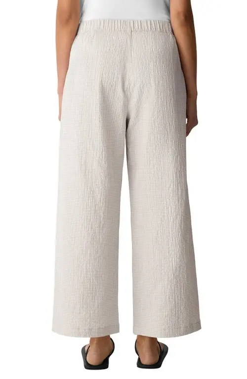 Eileen Fisher Check Print Wide Leg Ankle Pants - Chalk
