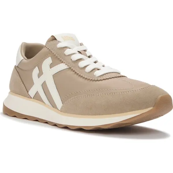 Fitflop Retro-q Ff Fabric Suede Sneakers - Cappuccino/cream