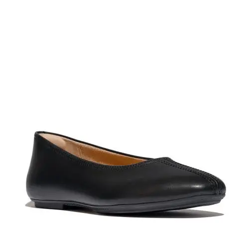 Fitflop Delicato High Cut Soft Leather Ballet Flats - Black