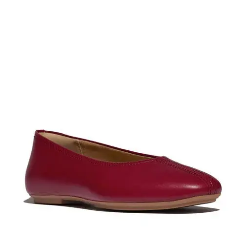 Fitflop Delicato High Cut Soft Leather Ballet Flats - Burnt Berry