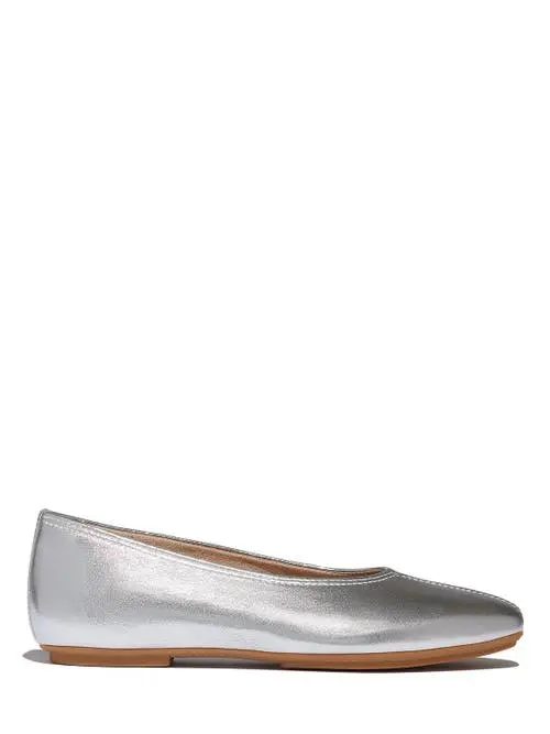 Fitflop Delicato High-cut Leather Ballet Flats - Silver