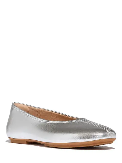 Fitflop Delicato High-cut Leather Ballet Flats - Silver